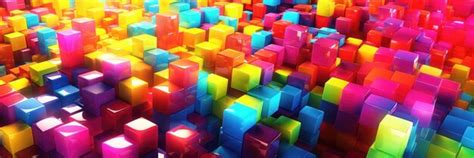 Premium AI Image Abstract Background With Colorful Glowing Cubes