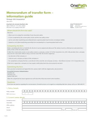 Fillable Online Memorandum Of Transfer Forminformation Guide Fax Email Print PdfFiller
