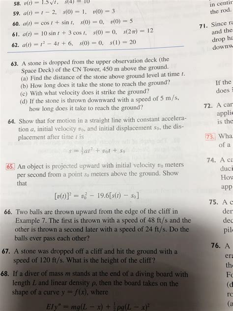 Anti Derivative Velocity Problem Please Help Me Get Started On 65 R Calculus