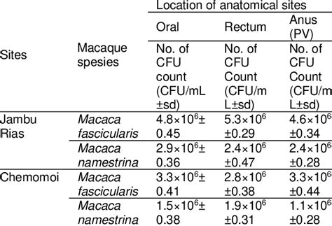 Total CFU ML Of Bacteria Isolated In Different Anatomical Sites From 3 Download Table