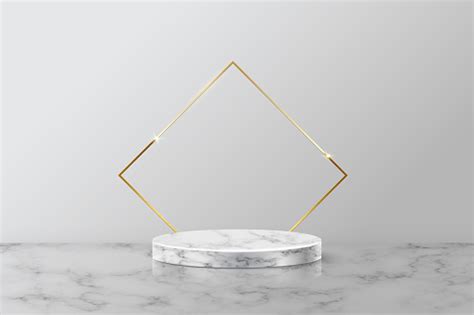 회색 대리석 둥근 연단에 황금 마름모 스톤 패턴 벡터 일러스트레이션의 3d 받침대 객실 의 바닥에 기하학적 무대 시상식의 추상적 장소 3차원 형태에 대한 스톡 벡터 아트 및