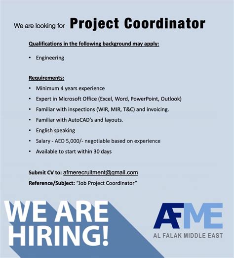 Al Falak Middle East Llc On Linkedin Job Engineering Experience