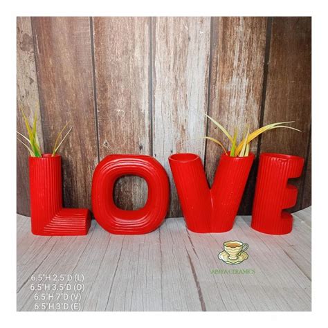 Ceramic Exclusive Red Love Text Vase Set 4 Pcs At 550 Piece In Khurja ID 2854678246397