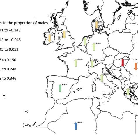 The Size And Direction Of The Difference In Male Bias In The Sex Ratio Download Scientific