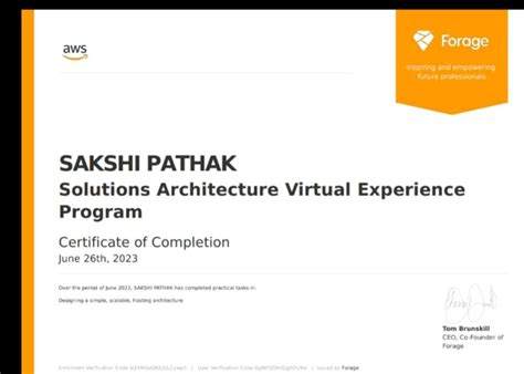 Sakshi Pathak On Linkedin Solutionarchitect Digitalprogramming Awscertification Forageaws