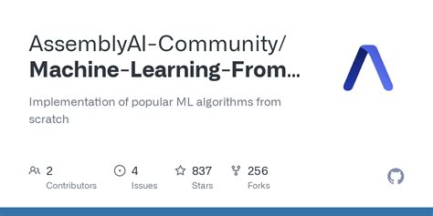 Github Assemblyai Communitymachine Learning From Scratch Implementation Of Popular Ml