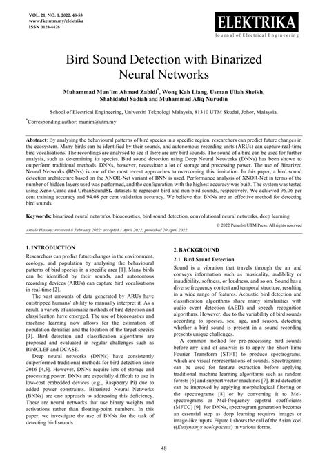 PDF Bird Sound Detection With Binarized Neural Networks