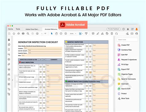 Generator Inspection Checklist Pdf Osha Nfpa 110 Compliant Fillable