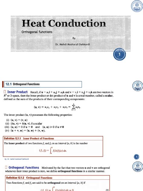 Heat Conduction Basics Part 5 Orthogonal Functions Pdf