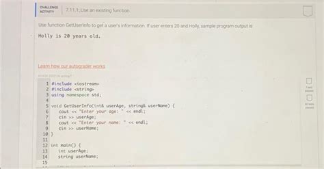 Solved Use Function GetUserinfo To Get A User S Information Chegg Com