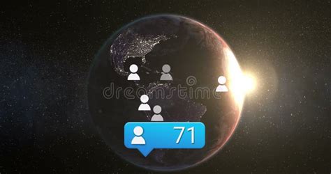 Image Of Digital Social Media Icons And Numbers Processing Over Globe