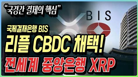 리플 Cbdc 채택 국제결제은행 Bis 전세계 중앙은행 Xrp 비트 Youtube