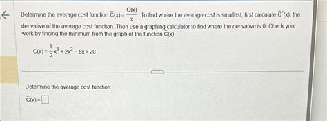 solved determine the average cost function