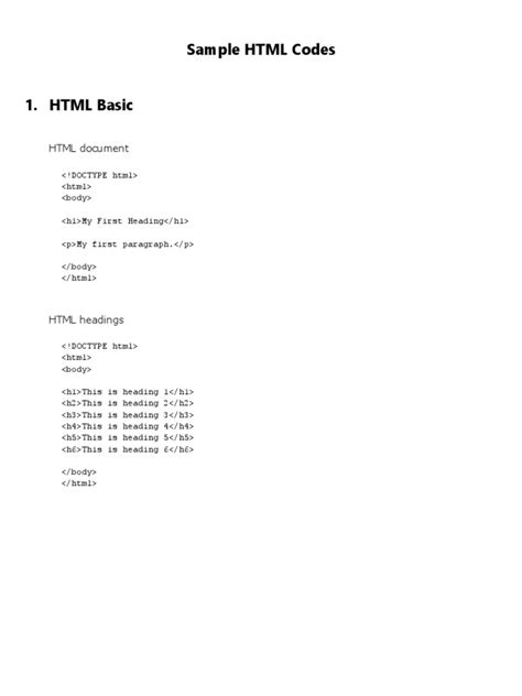 Sample Codes Html Html Element