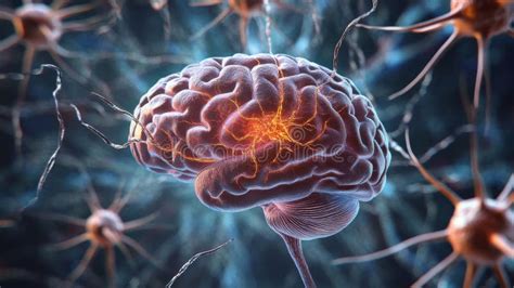 Human Brain With Glowing Neural Activity And Connections Stock Illustration Illustration Of