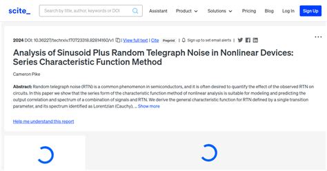 Analysis Of Sinusoid Plus Random Telegraph Noise In Nonlinear Devices