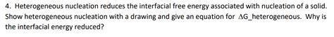Solved 4 Heterogeneous Nucleation Reduces The Interfacial