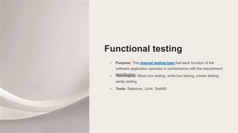 Manual Testing Types Used In Software Testing Ppt