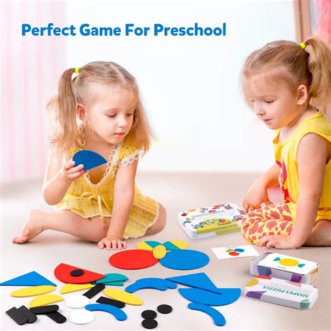Wooden Pattern Blocks Shape Puzzle Set Coogam