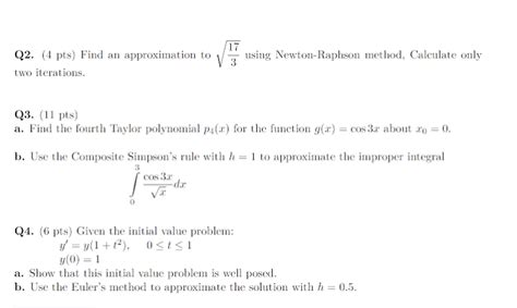 Solved Q2 4 ﻿pts ﻿find An Approximation To 1732 ﻿using
