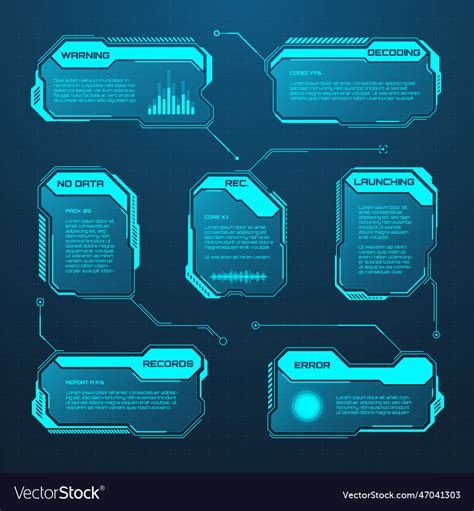 Blue Futuristic Hud Or Ui Elements Sci Fi User Vector Image