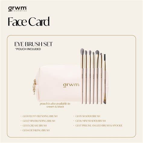 Grwm Cosmetics Face Card Eye Brush Set With Pouch