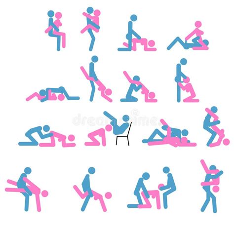 Cartoon Different Sex Poses Or Position Couple Set Concept Of Passion Erotic Flat Design Style