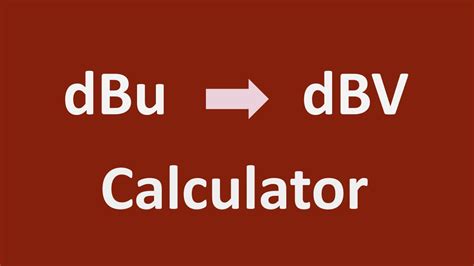 Dbu To Dbv Calculator
