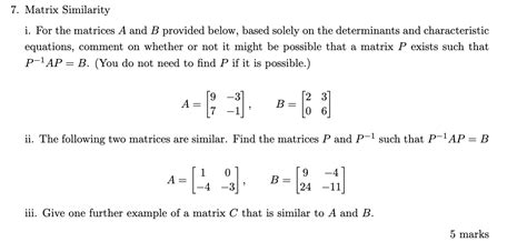 Solved Matrix Similarity I For The Matrices A And B Chegg Com
