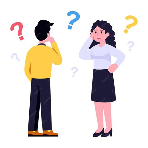혼란의 물음표 평면 그림을 가진 사람 프리미엄 벡터