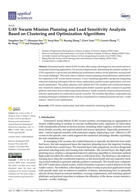 Pdf Uav Swarm Mission Planning And Load Sensitivity Analysis Based On