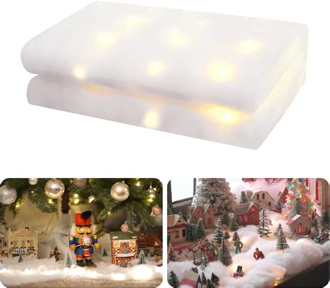 Ximishop Christmas Snow Blanket With Light，180cm45cm White Soft