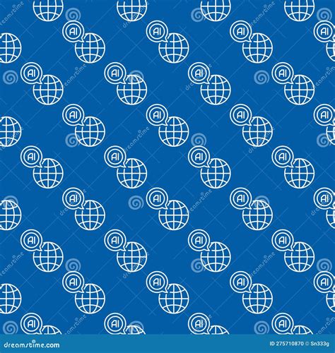 Earth Globe With Ai Speech Bubble Vector Artificial Intelligence Blue Line Seamless Pattern
