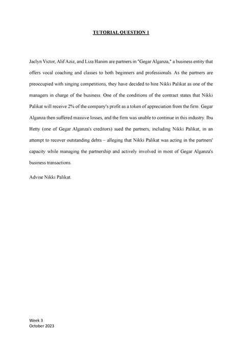 Tutorial Question 1 Hope This Helps Week 3 October 2023 Tutorial