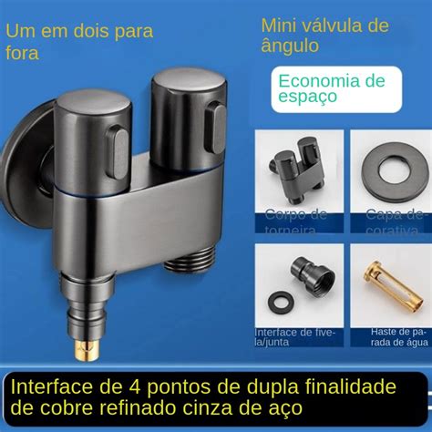 Washing Machine Faucet Double Headed Angle Valve One In Two Out Toilet Companion Dual Control