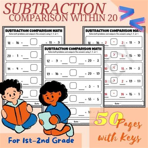 Subtraction Comparison Within 20 Worksheets Math Practice Tpt