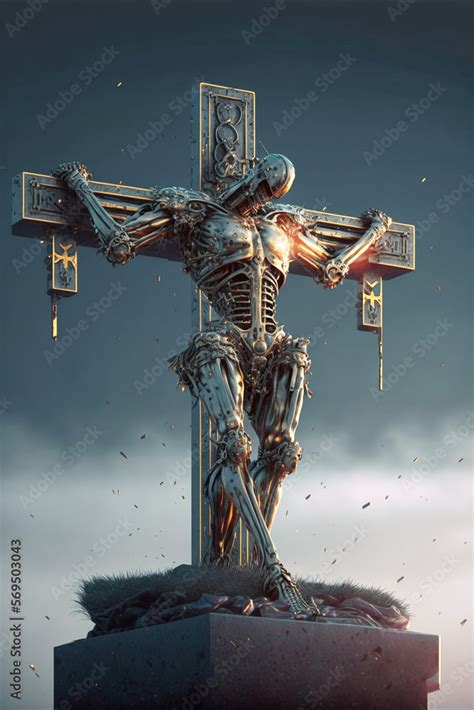 Crucifixion Of A Robot On The Cross Generative Ai Stock Illustration Adobe Stock
