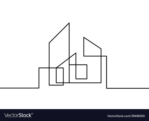 Abstract Architecture As Continuous Lines Drawing Vector Image