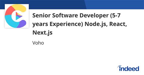 Senior Software Developer 5 7 Years Experience Nodejs React Next