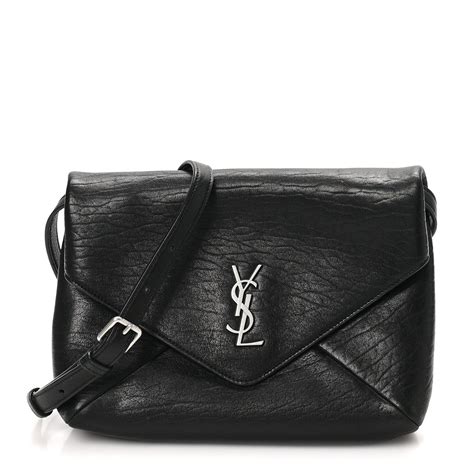 Saint Laurent Lambskin Cassandre Envelope Messenger Black 1738944