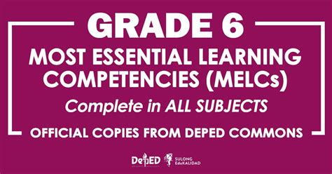 Official Melcs In Grade 6 All Subject Areas Free Download Deped Click