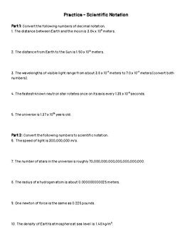 Scientific Notation Practice By MonScience TPT
