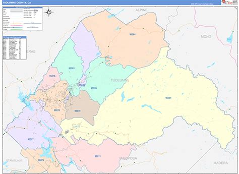 Tuolumne County Ca Wall Map Color Cast Style By Marketmaps Mapsales