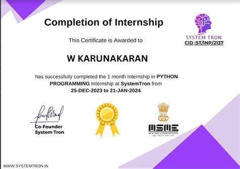 Karunakaran W On Linkedin Internshipcomplete Systemtron Learningjourney