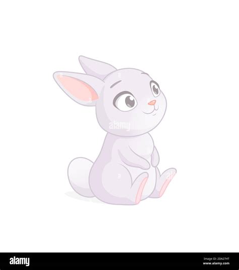 Cute Sitting Bunny Cartoon Character Vector Illustration On White