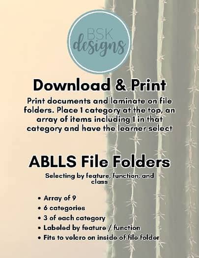 Feature Function Class Receptive Language Ablls File Folders