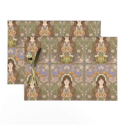 Mucha Alphonse Mucha Illustrations Placemats Spoonflower
