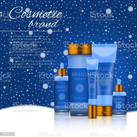 벡터 겨울 배경 눈에 3d 화장품 그림 아름다움 현실적인 화장품 제품 디자인 서식 파일입니다 겨울에 대한 스톡 벡터 아트 및 기타 이미지 Istock