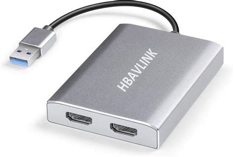 Hbavlink Usb 3 0 To Dual Hdmi Adapter Supports 4k 30hz And 1080p 60hz Compatible