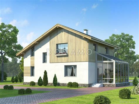 Проект дома с зимним садом 3 спальнями и комнатой на первом этаже площадь 170 кв м Domamo